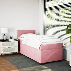 Box spring postel s matrací růžová 100x200 cm samet 3288539