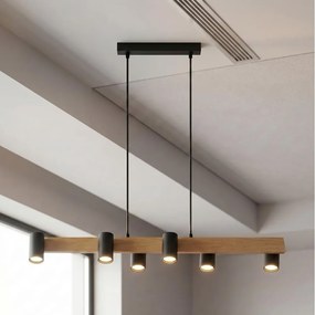 Brilagi - Lustr na lanku SELE 6xGU10/30W/230V černá/dekor dubu