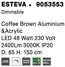 LED lustr Esteva 65 hnědá