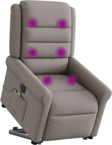 Elektrické zvedací masážní polohovací křeslo taupe textil 3303351