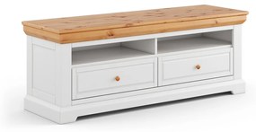 Bílý nábytek TV stolek Marone Elite, dekor bílá-dřevo, masiv, borovice