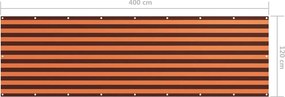 Balkónová zástěna oranžovo-hnědá 120 x 400 cm oxfordská látka 134933