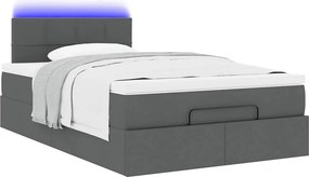 Osmanská postel s matrací &amp; LED tmavě šedá 120x190 cm látka 3312292