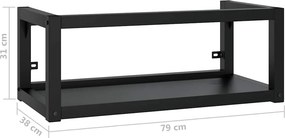 Nástěnný koupelnový regál pod umyvadlo černý 79x38x31 cm železo 338495