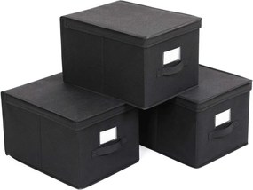3 úložné boxy s víkem Trox černé