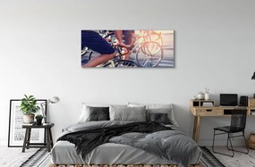 akrylový obraz cyklisté lidí 120x60 cm