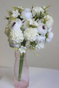 Bílá umělá kytice s pivoňkami 35 cm