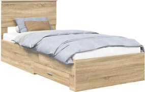 Rám postele se zásuvkou Dub sonoma 90 x 190 cm Kompozitní dřevo 3410951