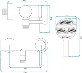 Nástěnná vanová baterie REA CLIF, titan mat
