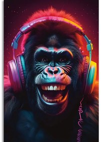 Obraz gorila se sluchátky