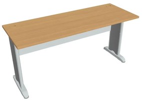 Stůl pracovní rovný 160 cm hl. 60 cm - Hobis Cross CE 1600 Dekor stolové desky: buk, Dekor lamino podnože: šedá, Barva nohou: Stříbrná