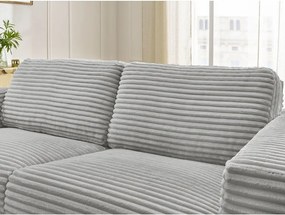 Světle šedá manšestrová pohovka na každodenní spaní/rozkládací 220 cm Hugo – Bobochic Paris
