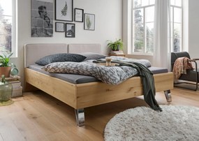 Dřevěná postel BARI s čalouněným čelem 160x200