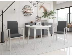 Rozkládací stůl se 2 židlemi - AL25, Barva dřeva: bílá, Potah: Kronos 22