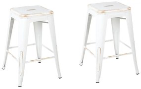 Sada 2 ocelových barových stoliček 60 cm bílé/zlaté CABRILLO Beliani