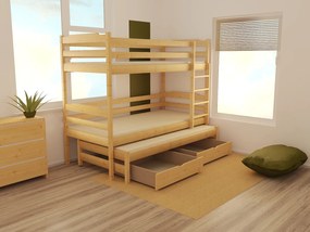 Patrová postel s výsuvnou přistýlkou PPV 012 90 x 190 cm - přírodní