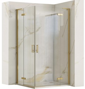 Rea Hugo, sprchová kabina 100(dveře) x 90(dveře) x 200,5 cm, 6mm čiré sklo, zlatý matný profil, KPL-K0841