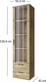 Vitrína vysoká 1w2s dub navarra Doorset