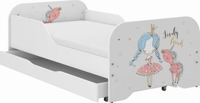 Wooden Toys Dětská postel MIKI 140x70 PRINCEZNA S JEDNOROŽCEM