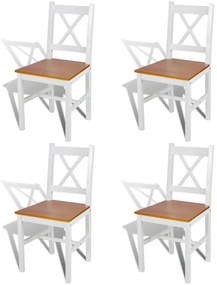 Jídelní židle 4 ks bílé borové dřevo,  241513