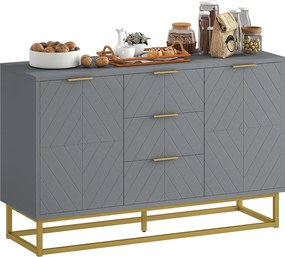 HOMCOM Moderní komoda do obývacího pokoje se 3 zásuvkami, 2 dvířky a nastavitelné poličce, 120x40x76 cm, šedá | Aosom