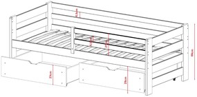 Dětská postel z masivu borovice EGO se šuplíky - 200x90 cm - bílá