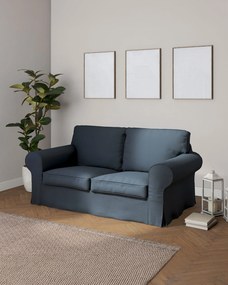 Potah na pohovku IKEA Ektorp 2-místná, rozkládací, STARÝ MODEL barva modrá látka pletený vzor