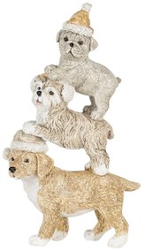 Vánoční dekorativní soška psů s čepicemi - 10*4*18 cm