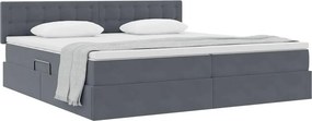 Postel s úložným prostorem s čelo Tmavě šedá 200 x 200 cm samet 3370900