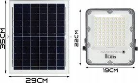 LED Stmívatelný solární reflektor LED/100W/3,2V 5000K 10500 mAh IP65 černá + DO