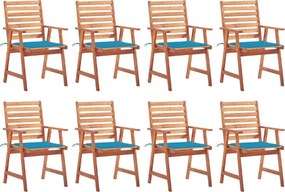 vidaXL Zahradní jídelní židle 8 ks s poduškami masivní akáciové dřevo [3078378] Barva: Královská modř