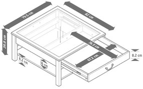 Konferenční stolek se skleněnou deskou / nosnost max. 20 kg / MDF/sklo / bílá