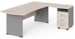 Rohové pracovní místo Manager 200 x 160 cm, pravé, akát světlý / šedá