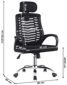 Kancelářská židle VAREN - plast, kov, síťovina, černá / chrom