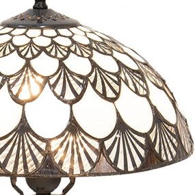 Stolní lampa Tiffany Loek bílo hnědá v art deco stylu – 31x46 cm