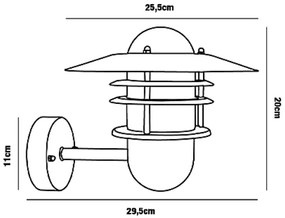 Nordlux 74501031 Agger Sensor, venkovní nástěnné svítidlo, 1x60W, kov, pokovená, IP54, průměr 31cm