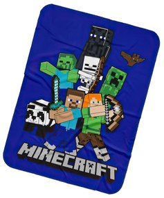 TipTrade dětská deka fleece MINECRAFT TIME TO MINE, modrá, 110x140cm