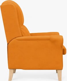 relaxační křeslo, odpočinkové, ušák, dřevo/textil, 101x95x75 cm, přírodní/oranžovožlutá, Dekorino KR20260042