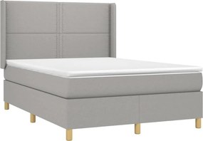 Box spring postel s matrací a LED světle šedá 140x200 cm textil 3138797