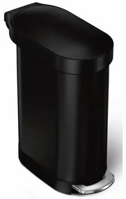 Simplehuman Oválný pedálový koš s nerezovým rámečkem Slim 45 l, černá