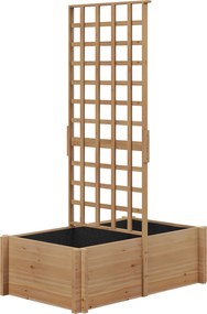 Nádrž Outsunny s treláží, květinová bedna s vložkou, vyvýšená dřevěná nádrž pro popínavé rostliny, zeleninu - 100 x 60 x 150 cm přírodní | Aosom