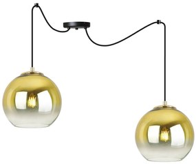 Závěsné svítidlo Bergen Gold Spider, 2x zlaté/transparentní skleněné stínítko (fi 20cm)
