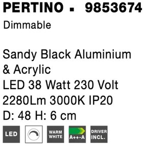 Stropní svítidlo LED se stmíváním Pertino 48 3000K černé