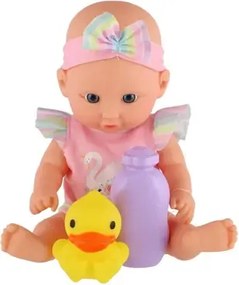 TEDDIES Panenka miminko s vaničkou / 26 cm / Pevné tělo / Doplňky v ba