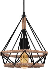Toolight Toolight, Stropní svítidlo, geometrické, závěsné, loft styl na laně APP678-1CP, černá-hnědá, OSW-05644