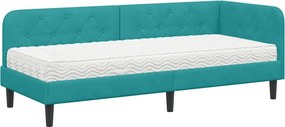 Rohový rám postele Tyrkysová 80 x 200 cm samet 3394142