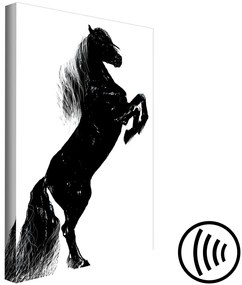Obraz Kůň černý (1-dílný) - bílá kompozice se siluetou černého koně