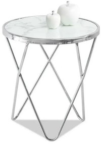 MPT Odkládací stolek Amin S - sklo - mramor bílý, chrom