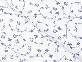Biante Bavlněný povlak na polštář Sandra SA-051 Drobné modré květiny a motýlci na bílém 50 x 70 cm
