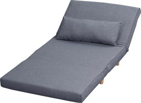 HOMCOM Jednolůžková rozkládací pohovka s nastavitelným opěradlem Nordic Skandinávská 25D pěna domácký len imitace borovice šedá 94 x 78 x 80 cm | Aoso